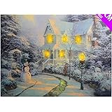 Large Festive Snowman Winter Christmas Snow Scene Light up LED Canvas ...