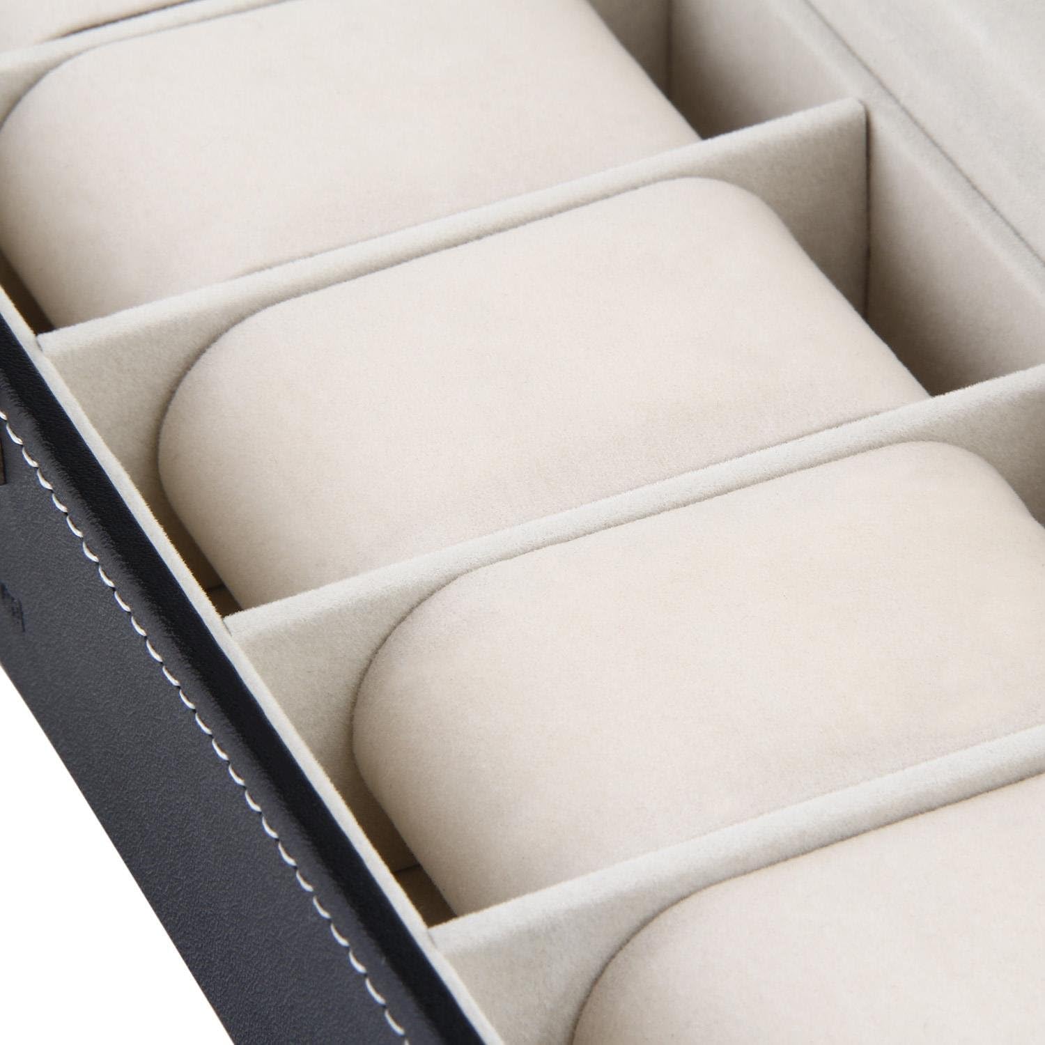 Amzdeal Watch Jewelry Box 6 Grids Leather Watch Storage Display Case ...