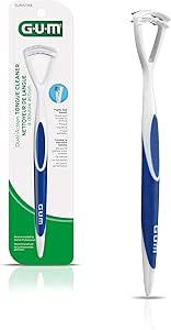 GUM Dual Action Tongue Cleaner Brush and Scraper (Colors May Vary ...