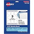 Amazon.com : Avery Durable Waterproof Round Labels, Sure Feed ...