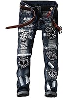 Ticila Seven Star Men Jeans Blue Designer Rock Star Vintage Patchwork ...