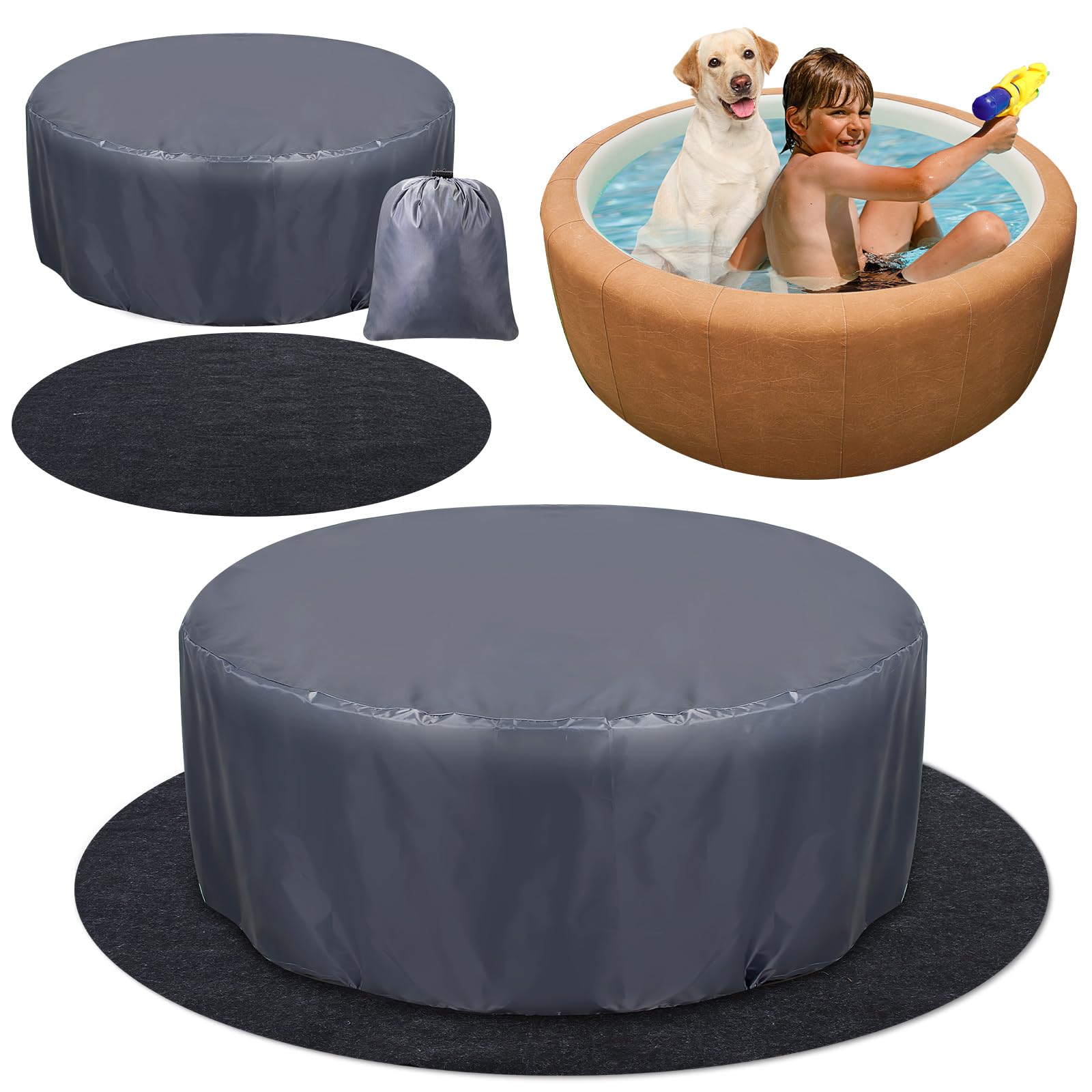 78 Inch Dia Round Hot Tub Mat, 85 Inch Round Hot Tub Full Cover, Extra ...