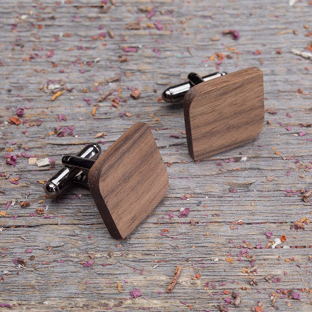 Amazon.com: Walnut Wood cufflinks. Rounded Square cufflinks. Custom ...