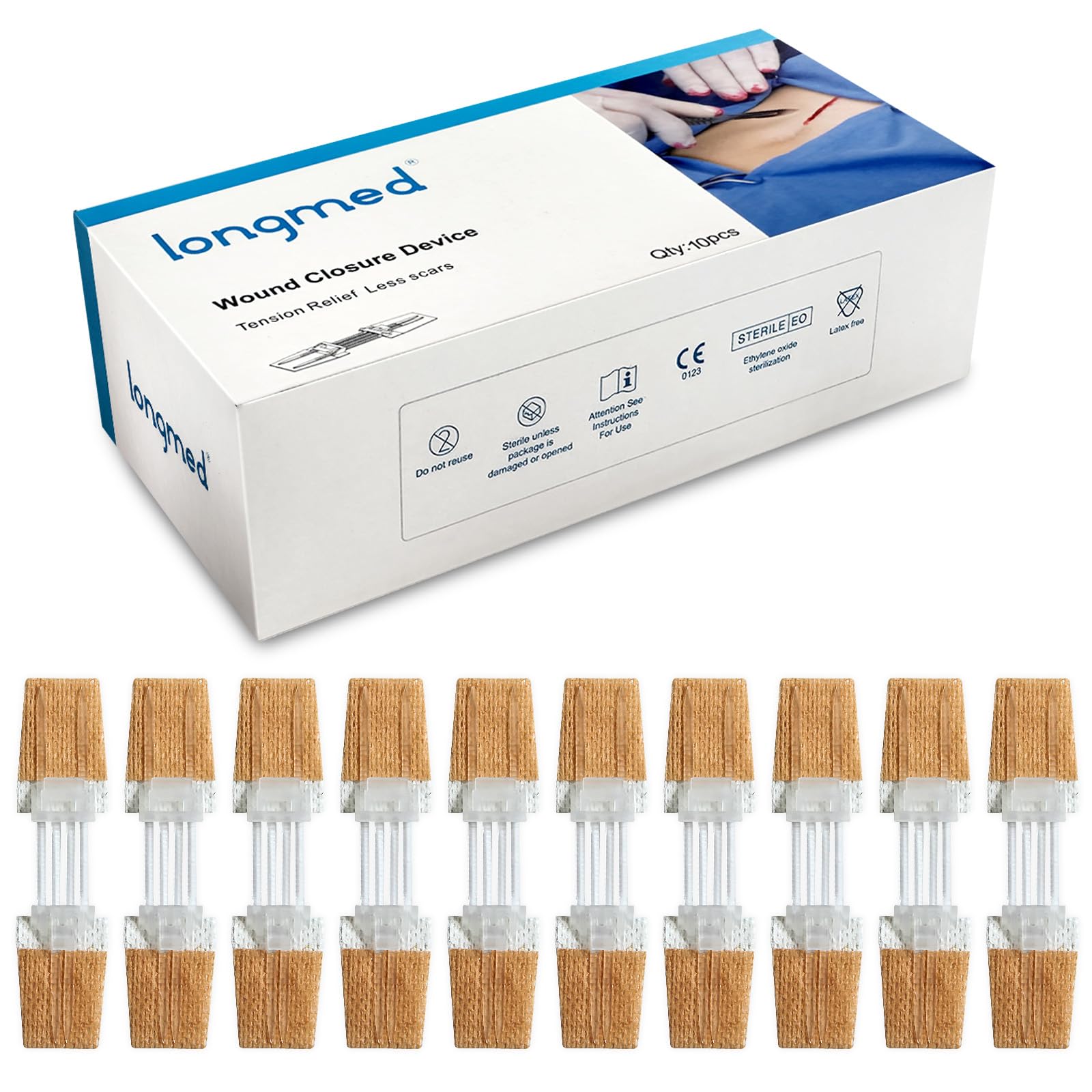Emergency Wound Closure Device 10 Pcs Zip Stitch Wound Closure Strips ...
