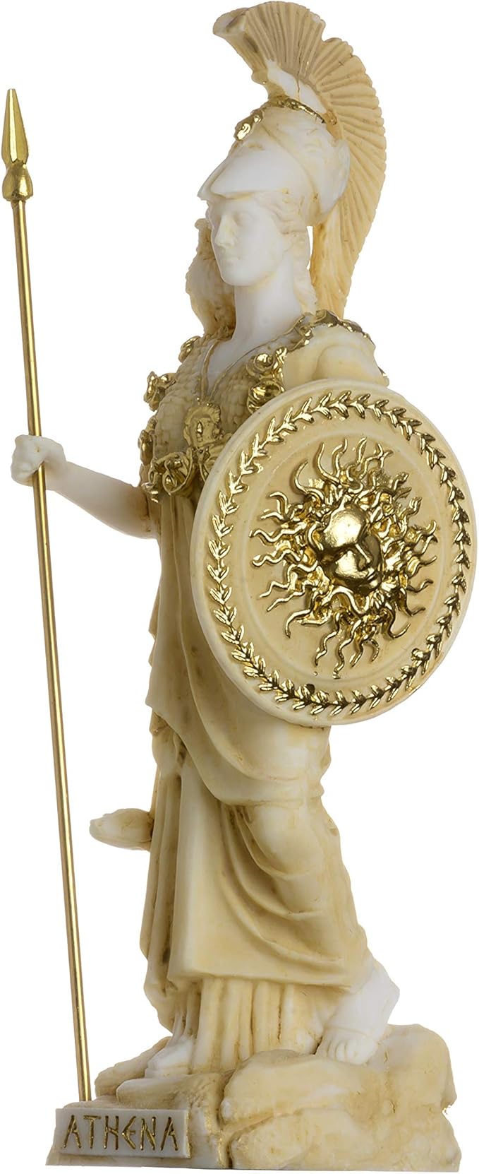 Amazon.com: Athena with Owl Medusa Shield Greek Goddess Alabaster ...