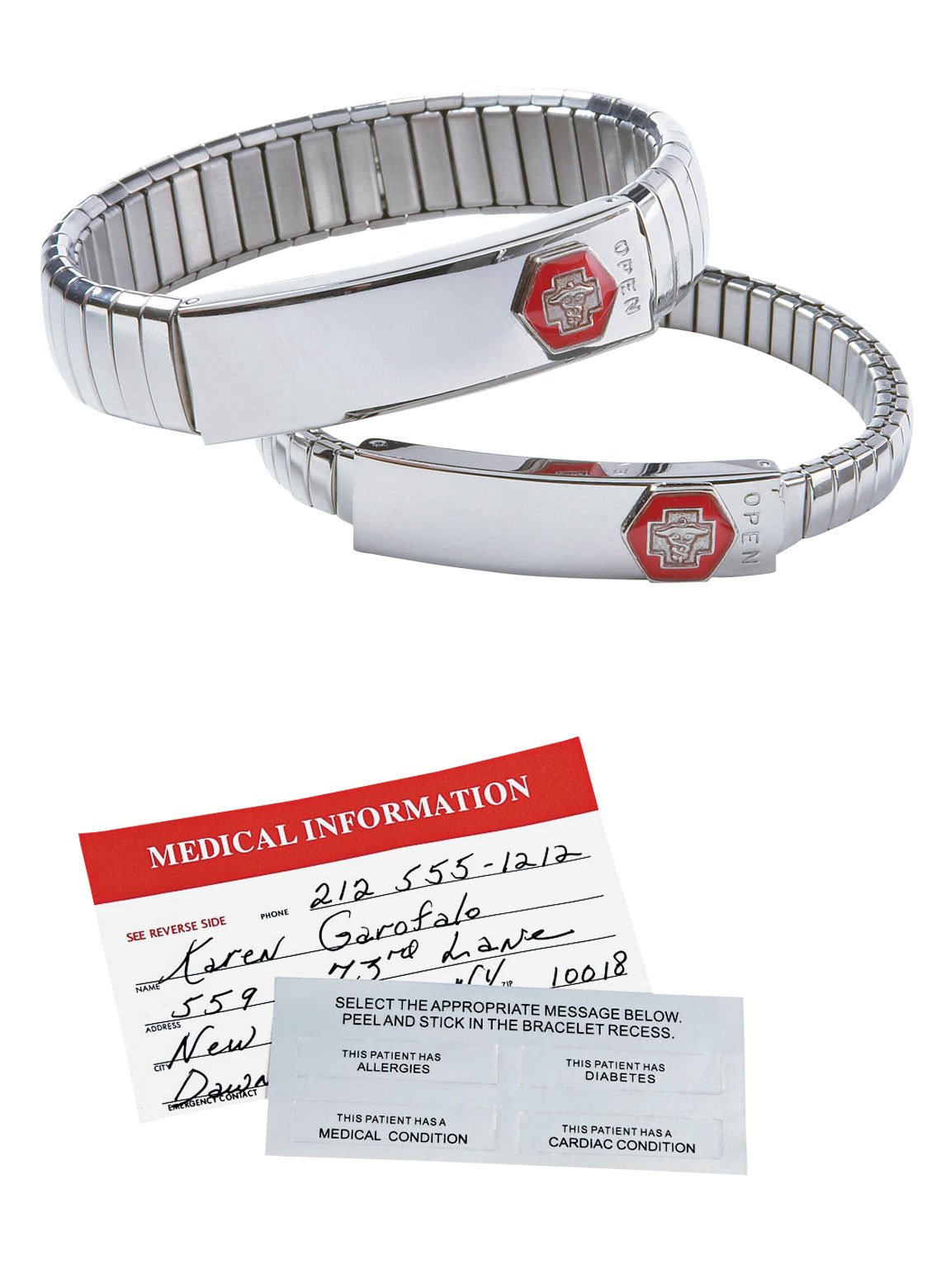 Amazon.com: Mens Stainless Medical Alert ID Expansion Bracelet: Health ...