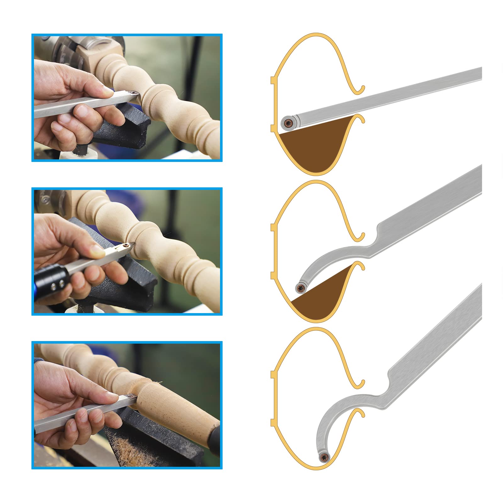 Mua Carbide Tipped Wood Lathe Turning Tools Set, Lathe Rougher Finisher ...