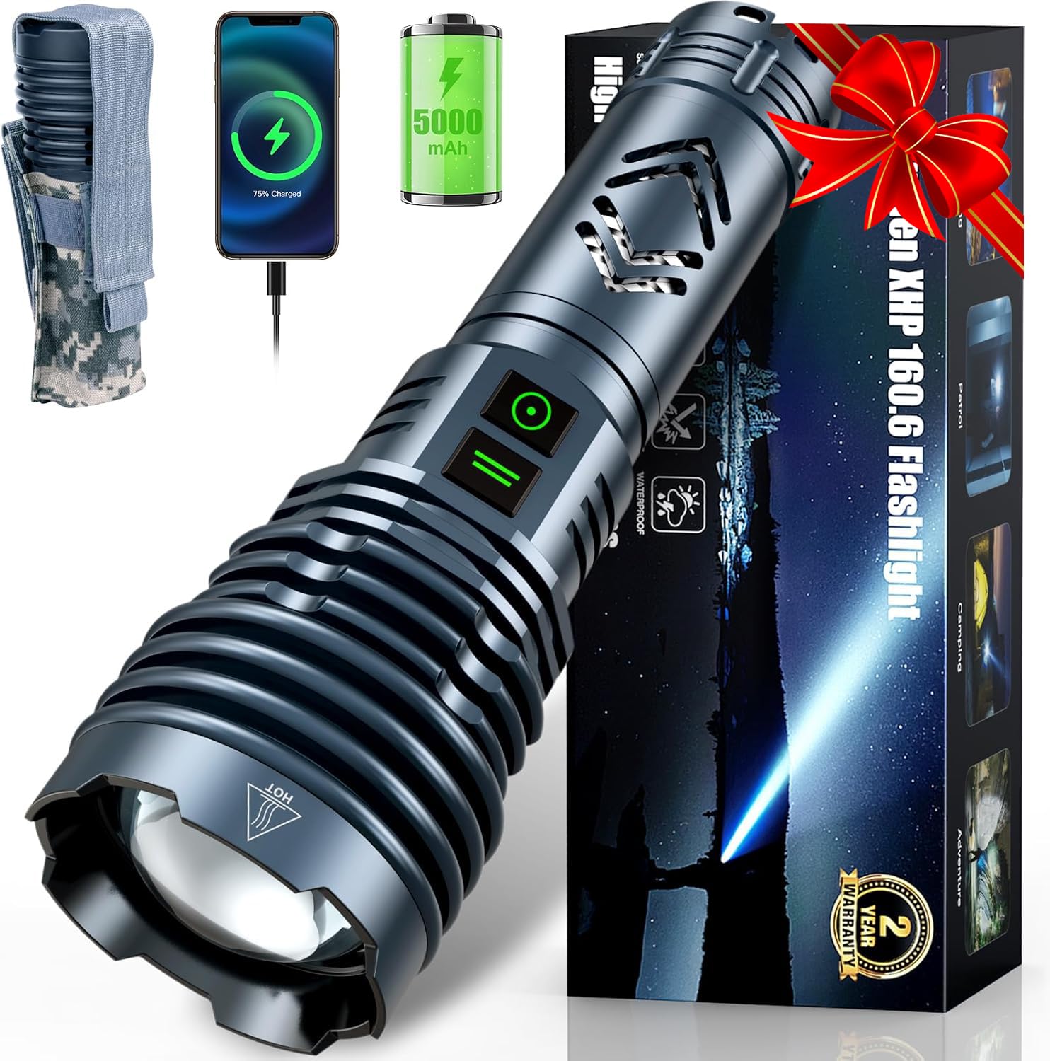Rechargeable Flashlights 2000000 High Lumens Super Bright LED ...