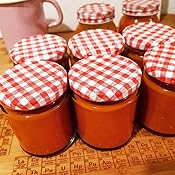 Nutley's 190ml Round Glass Jam Jar with Red Gingham Lid (Pack of 6): Amazon.co.uk: Garden & Outdoors