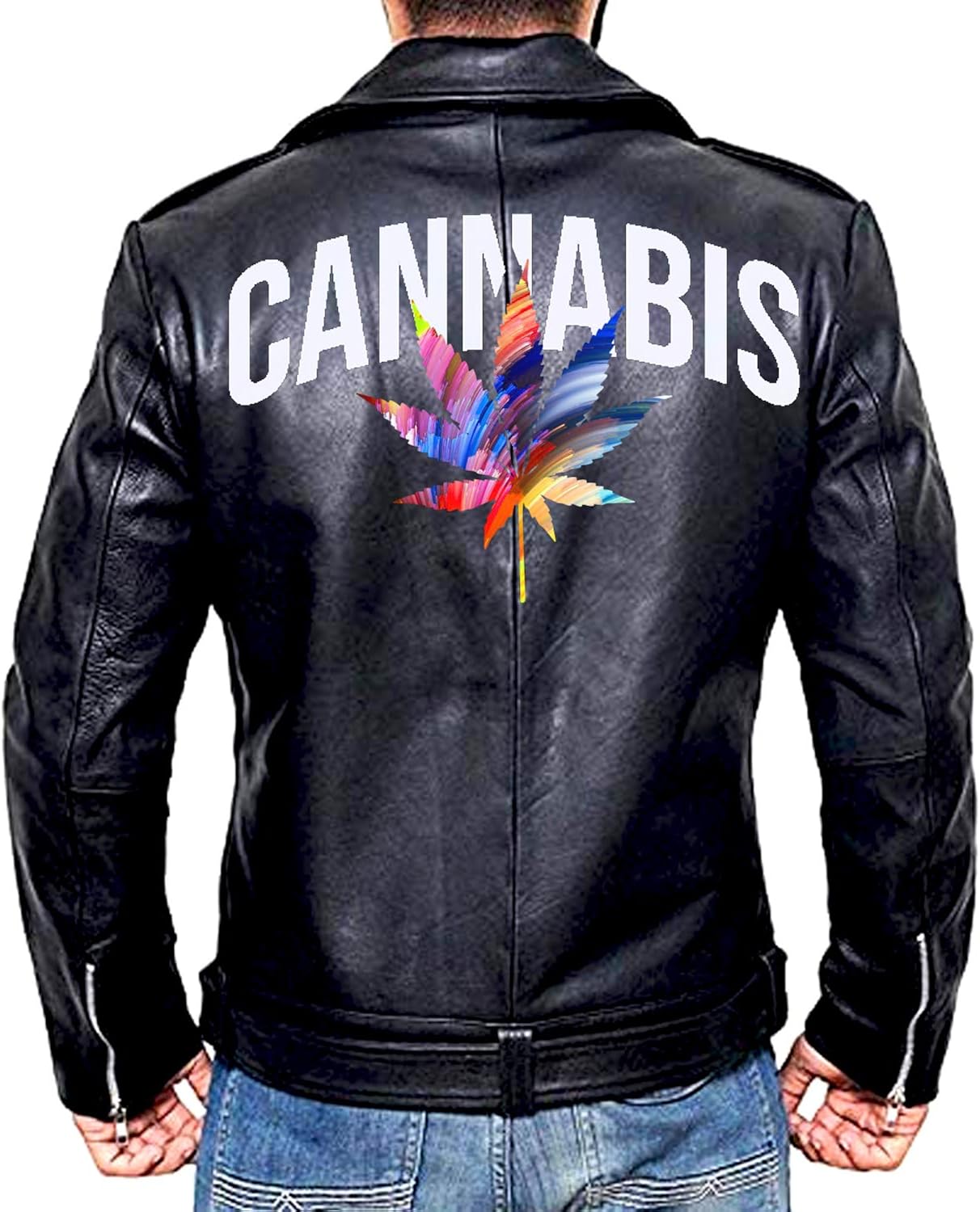 Distinct U - Cannabis Biker jacket at Amazon Men’s Clothing store