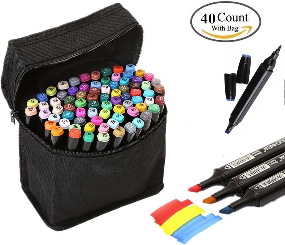 40 Farbige Marker Set, Graffiti Pens, Marker Stift Set Doppelspitze ...
