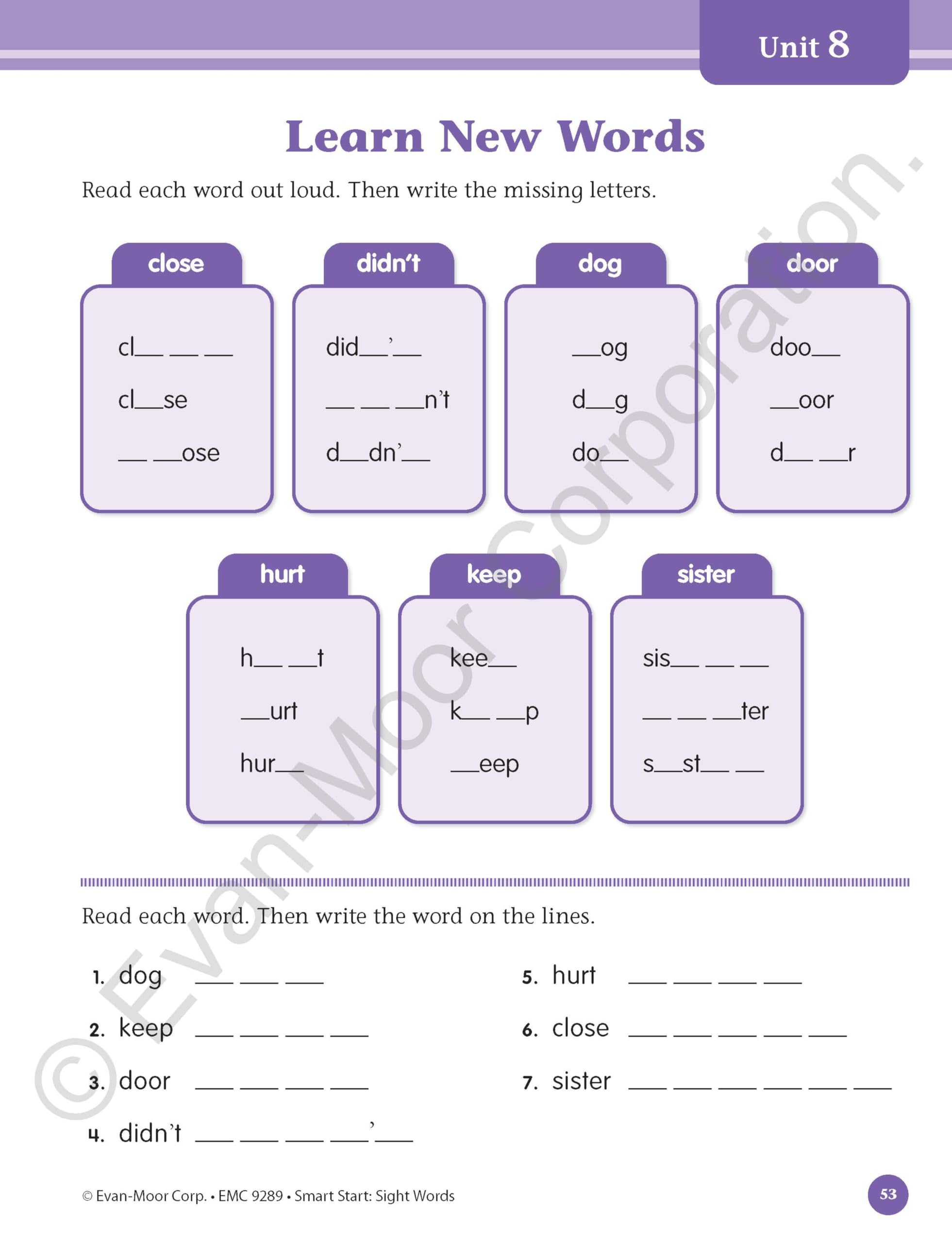 Mua Evan-Moor Smart Start Sight Words & High Frequency-Words, Grade 1 ...