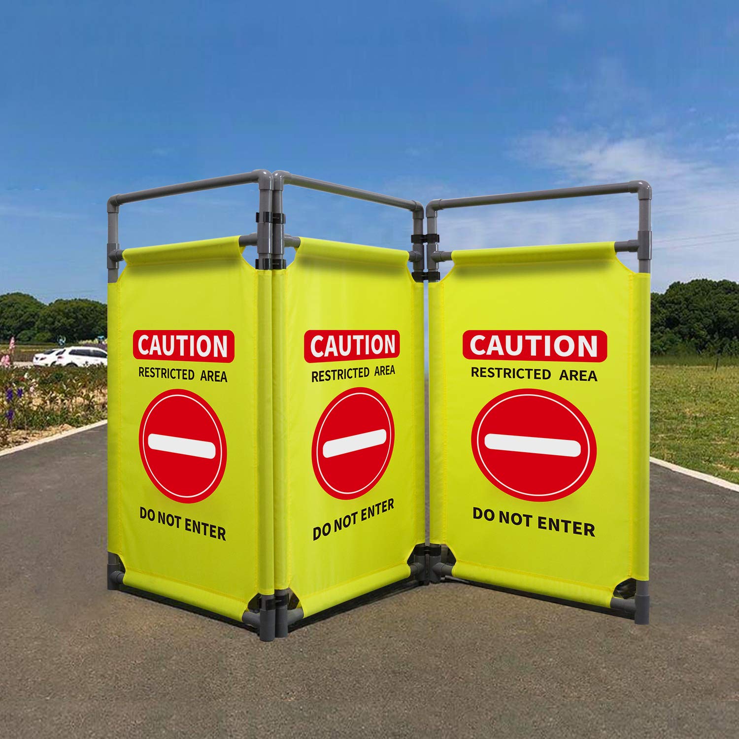 Mua 3 Panels Safety Barricade 5.8FT Foldable Security Sign Barrier Gate ...