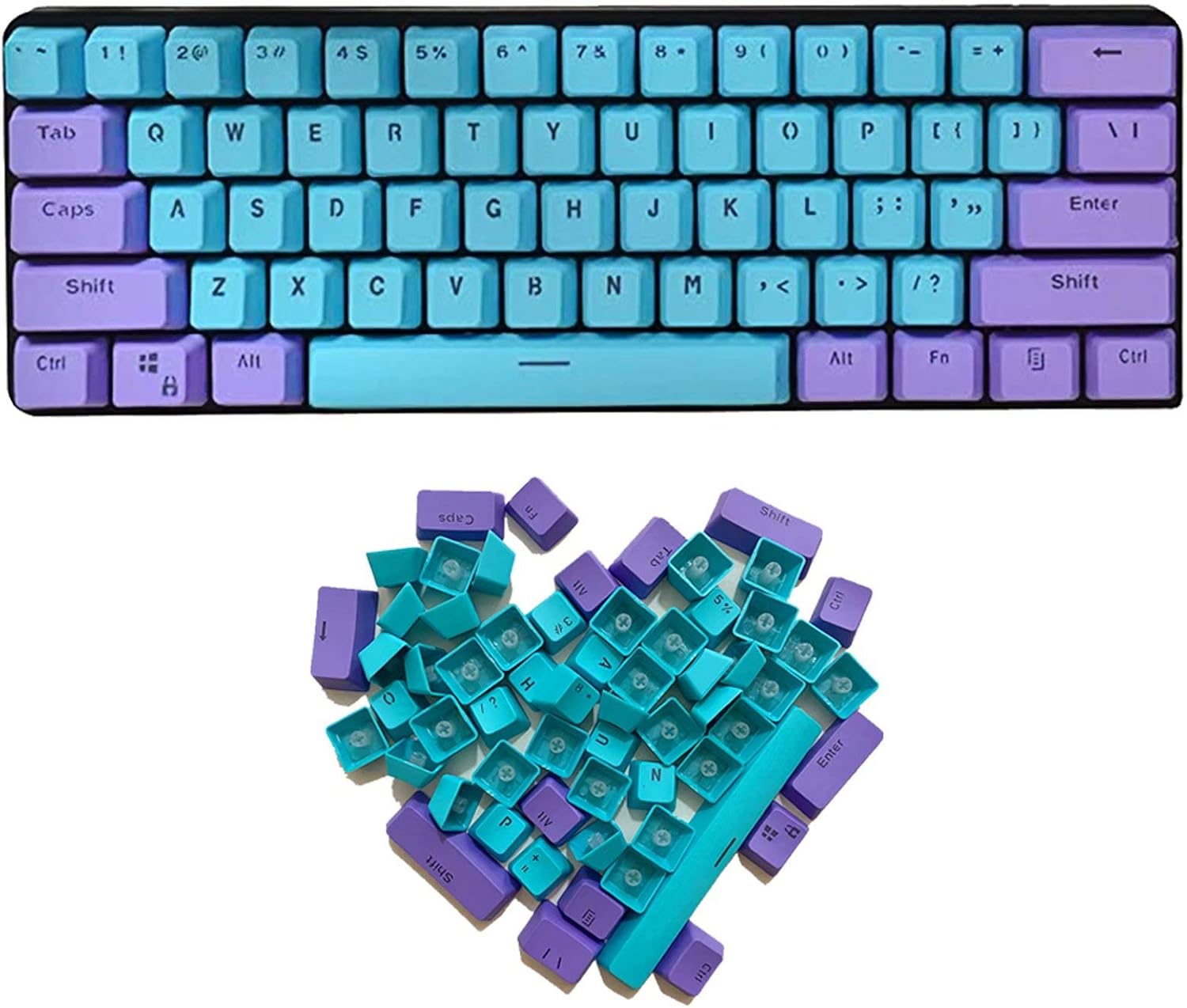 61 Keycaps,Fulyor Backlight Mechanical Keycaps Two Color Gaming Keycaps ...