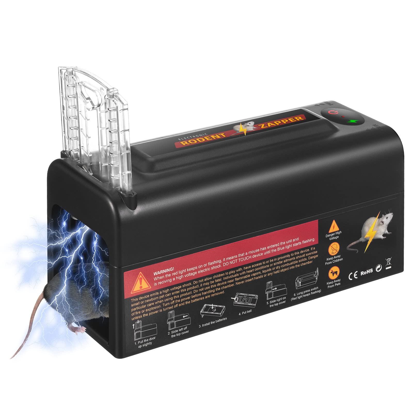 Electric Mouse Trap Zapper Powerful Rat Traps Indoor for Homes with ...