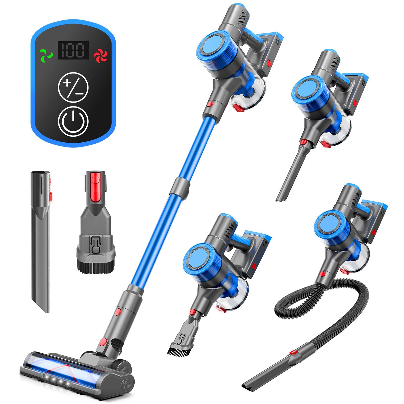 Cordless Vacuum Cleaner - Rechargeable, 35Kpa Stick Vacuum 8 in 1 ...