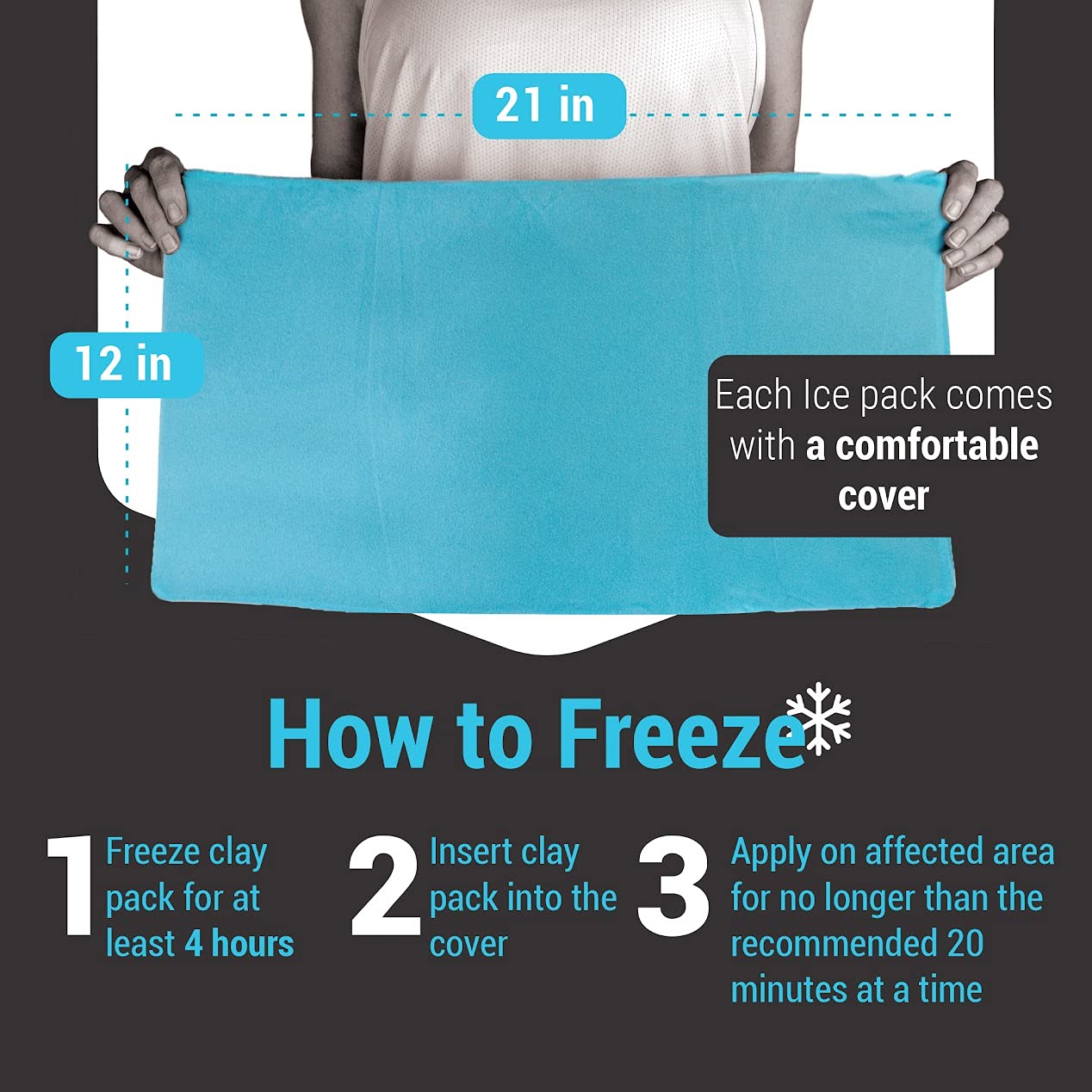 Mua ICEWRAPS 12"x21" Extra Large Ice Pack with Soft Fabric Cover | Clay ...