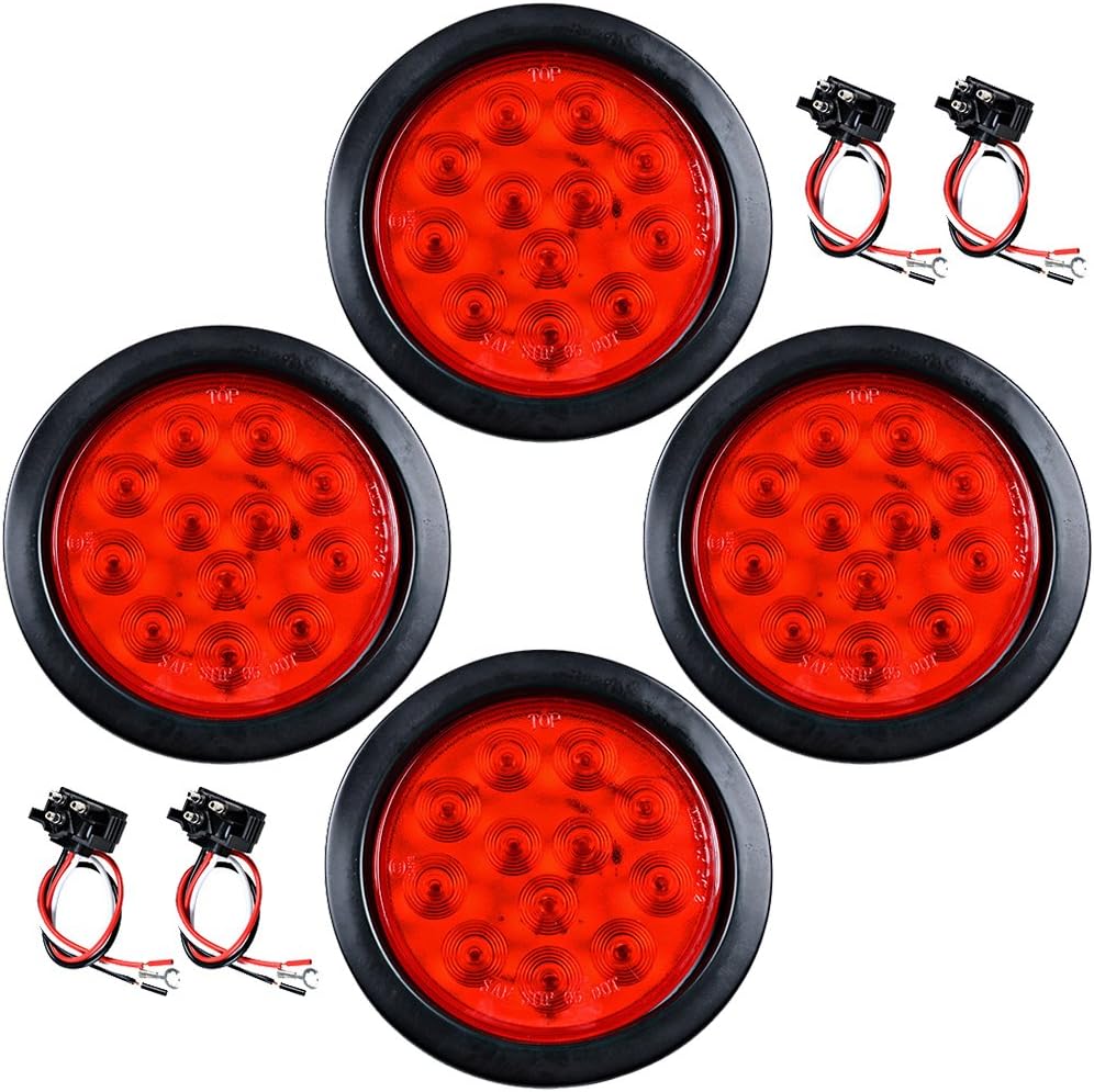 Amazon.com: 4PCS 4" Round 12-LED Truck RV Trailer Strobe Brake Stop ...