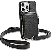 Amazon.com: ZVE Wallet Case for iPhone 15, Phone Case with Card Holder Wrist Strap Compatible ...