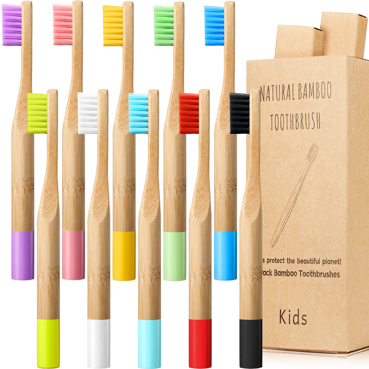 Mua 10 Pieces Kids Bamboo Toothbrush Natural Soft Bristle Toothbrush ...
