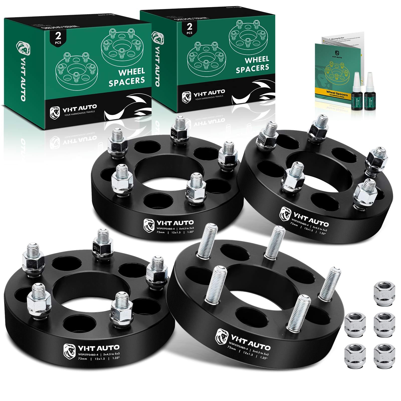 YHTAUTO 5x4.5 to 5x5 inch Wheel Adapters 1.25 inch Fit Accord, Civic ...