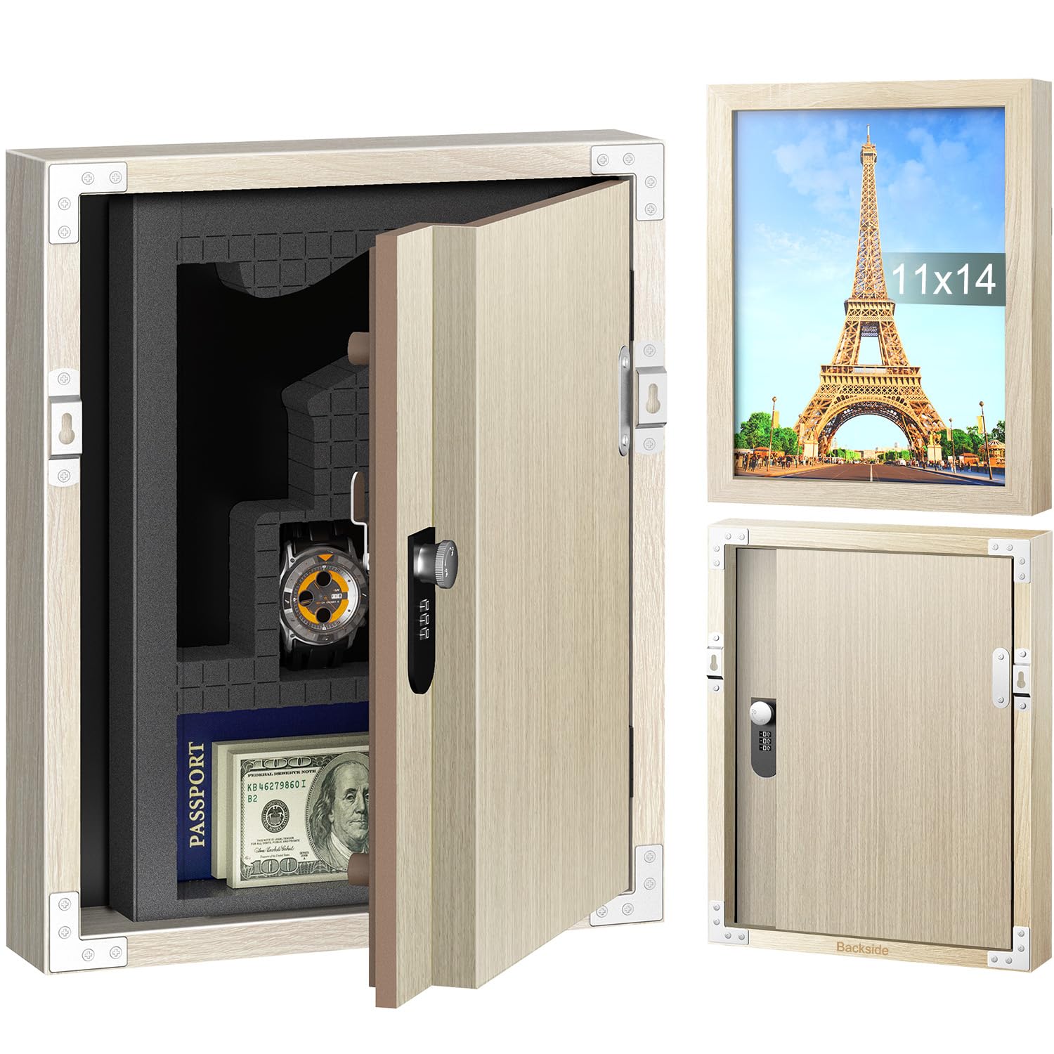 ANZAKY Hidden Safe with Lock, Wooden Picture Frame Diversion Safe ...