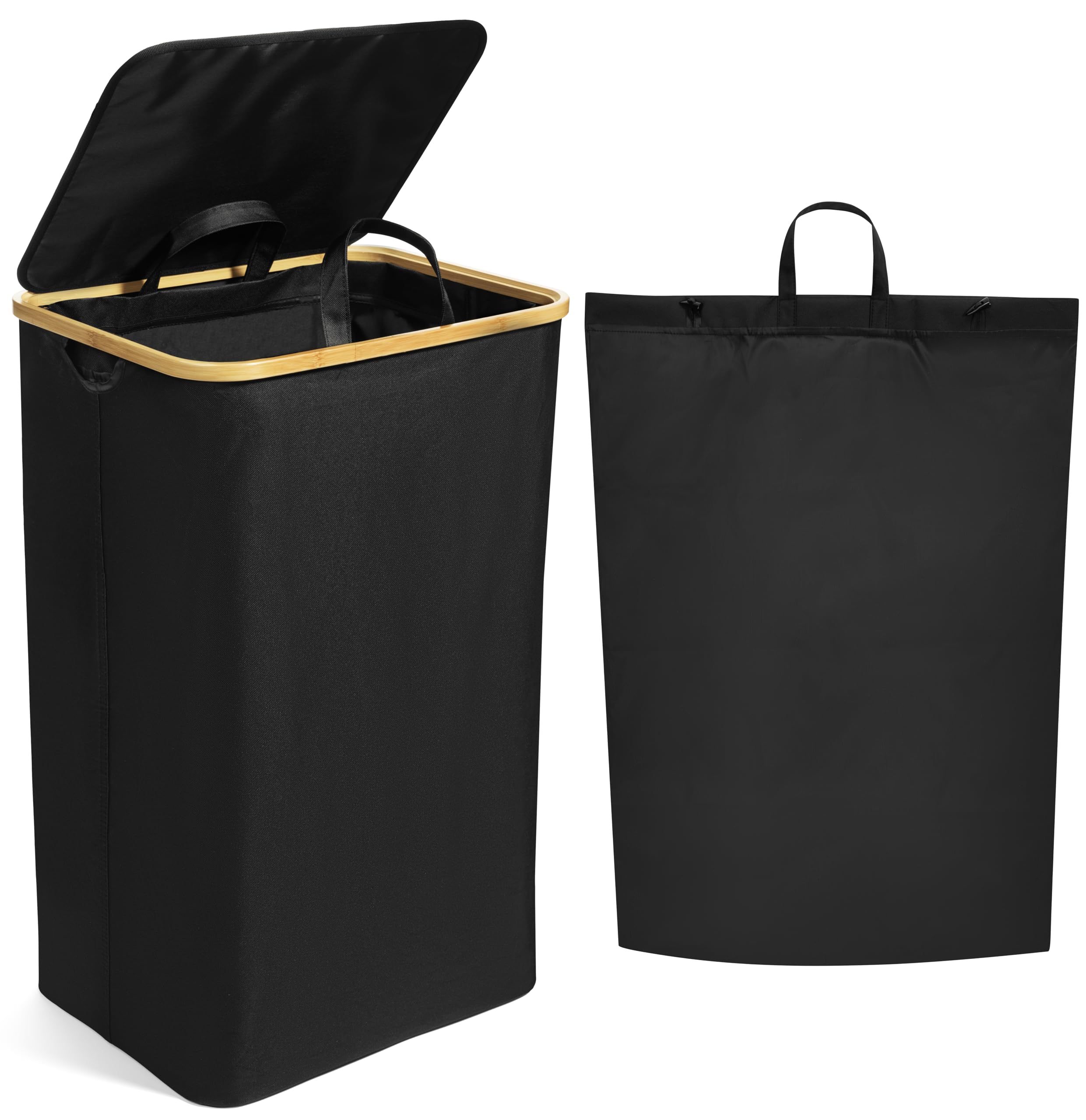 Luxe Laundry Clothing Hamper - 120L Large Laundry Basket with Bamboo ...