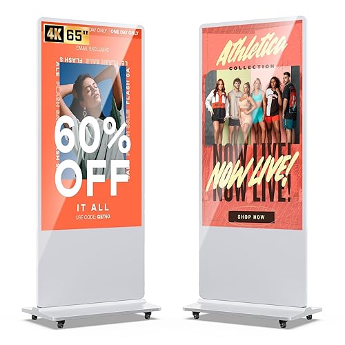 QIXZOCV MWE 65 Inch 4K Digital Signage Display Kiosk, Indoor Floor ...