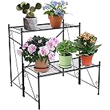 Amazon.com: Large Modern Black Metal 3 Tier Shelf Flower Plant Display ...