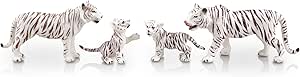 Amazon.com: Toymany 4PCS Realistic White Tigers Figurines with Tiger ...