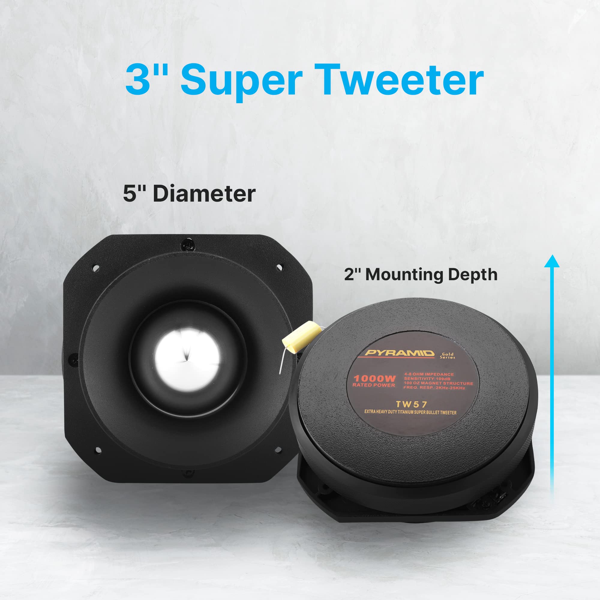 Pyramid 3” Car Audio Speaker Tweeter - 1000 Watt High Power 3 Inch ...