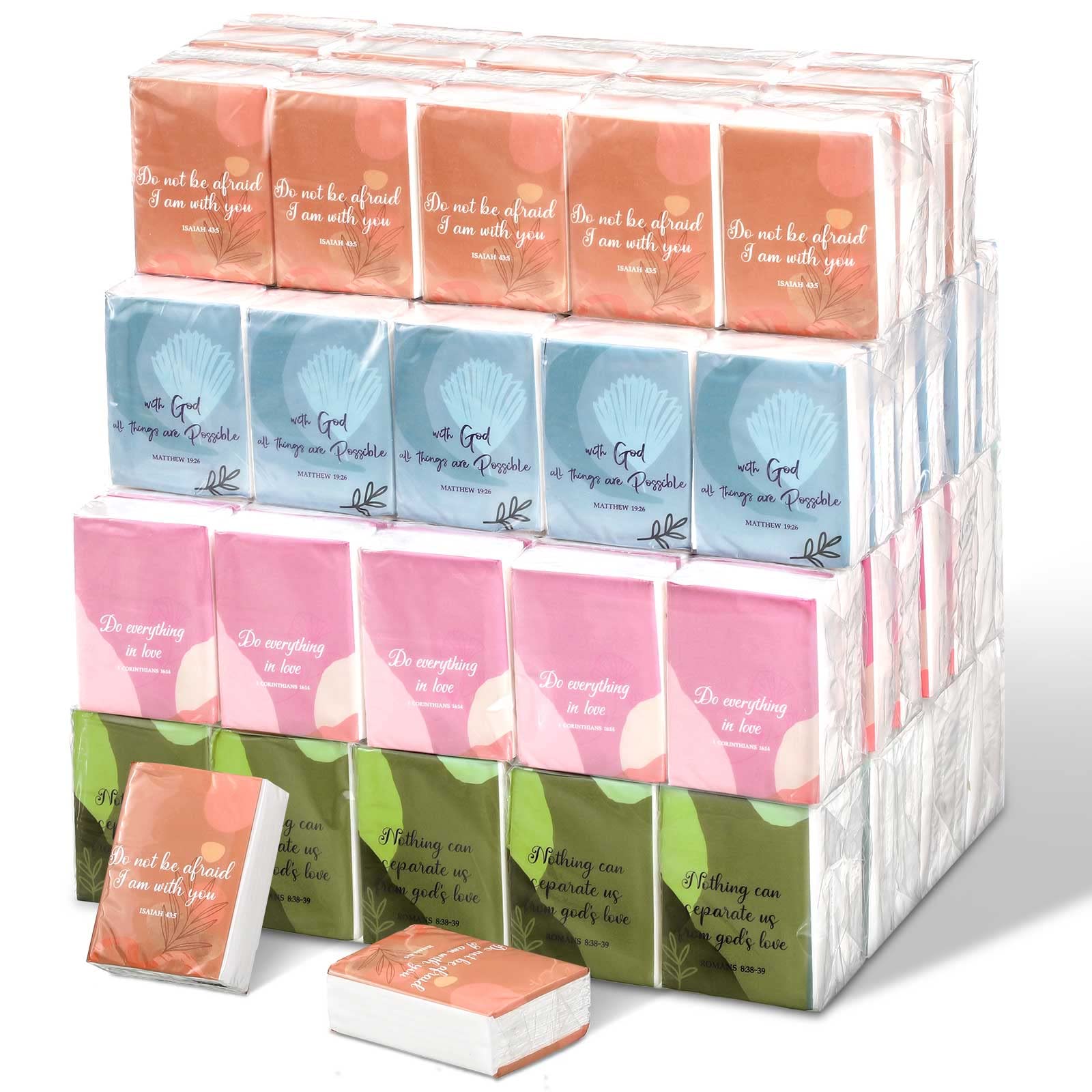 120 Pack Christian Pocket Tissue Travel Size Bible Verse Facial Tissues ...