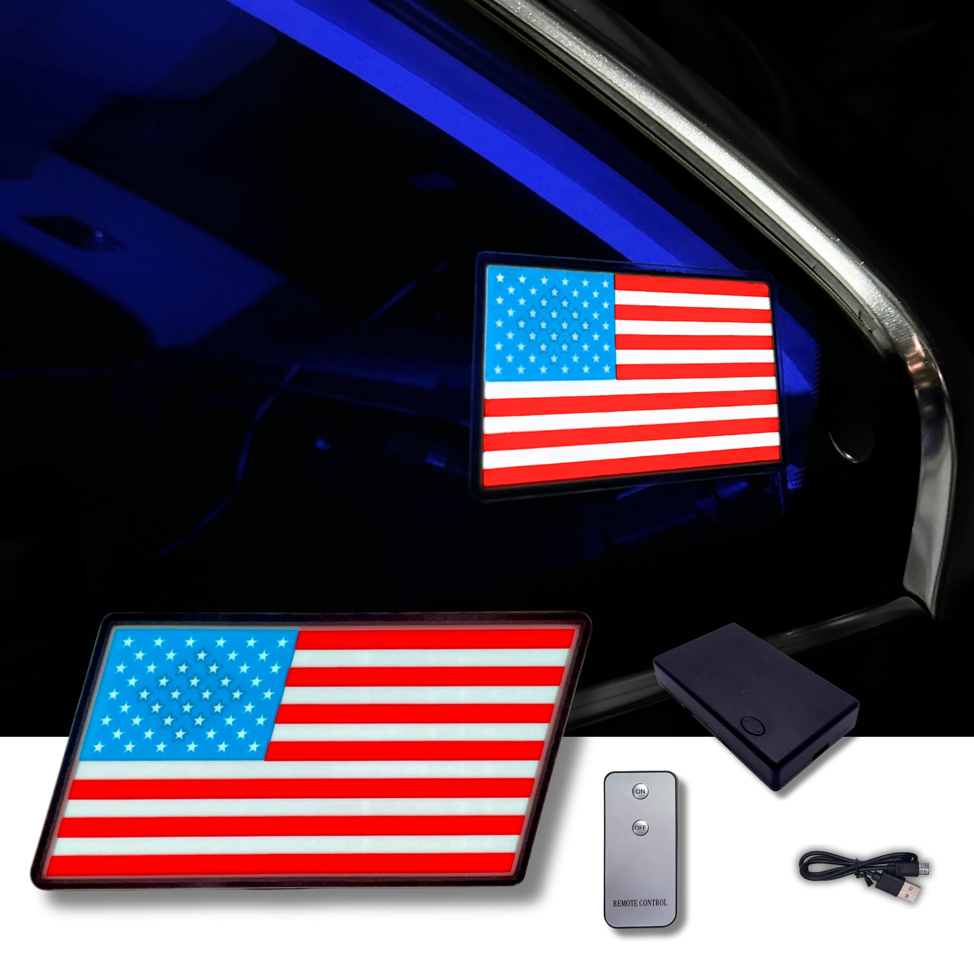 Glow Factor American Flag Car Decal – LED Car Sign, Remote Controlled ...