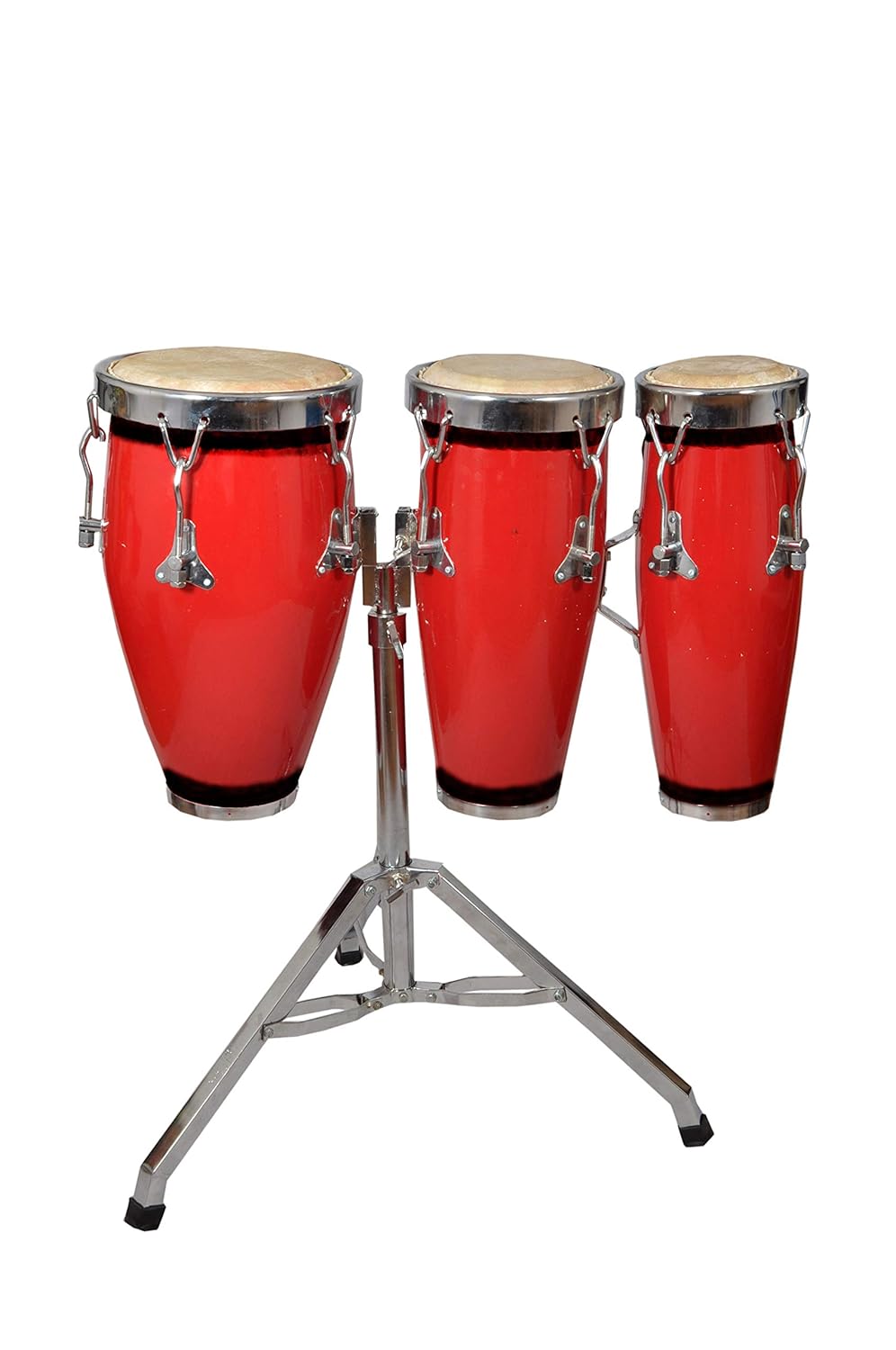 Kannan Musical Instruments 3 Piece Kongo Drum Set (Thumba Style), Red ...