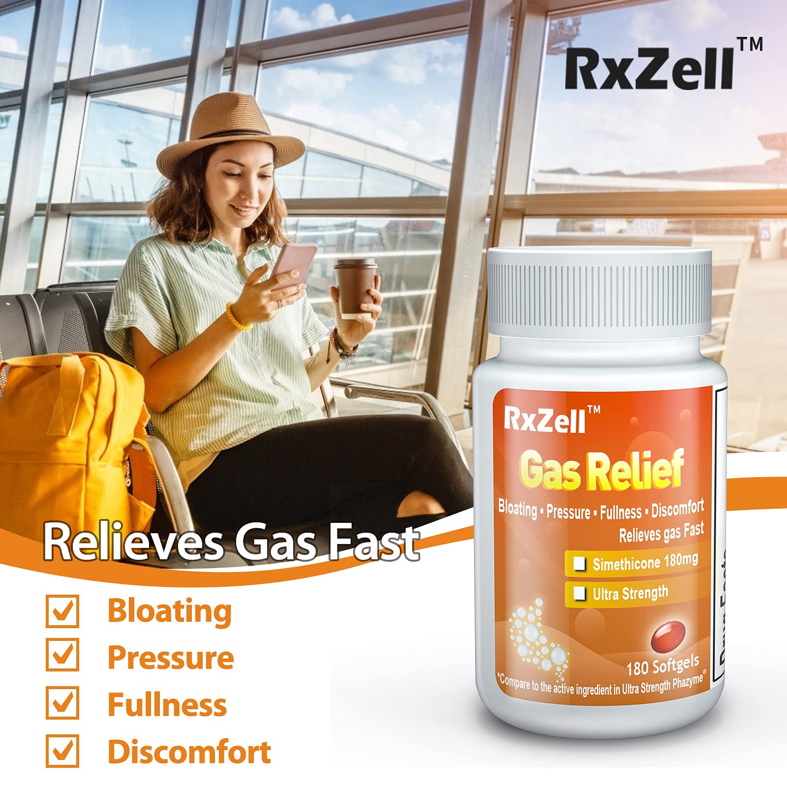 Mua RXZELL Gas Relief, Ultra Strength Simethicone 180mg, 180 Softgels ...