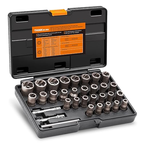 THINKWORK Bolt Extractor Kit, 32-Piece Nut Extractor Socket Set, 1/4 ...