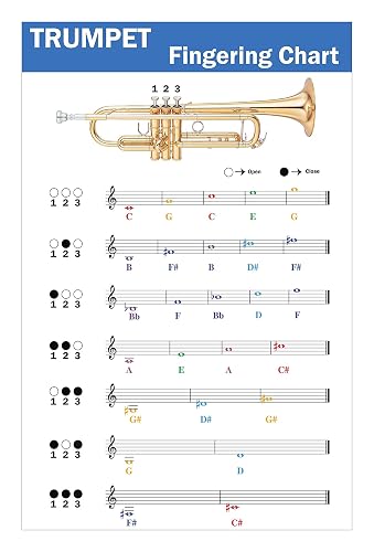 QMG Trumpet Fingering Chart with Color-Coded Notes, Learn Trumpet ...