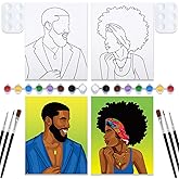 Amazon.com: Nuberlic 2 Pack Pre Drawn Canvas for Painting Sip and Paint for Adult's Couple's ...