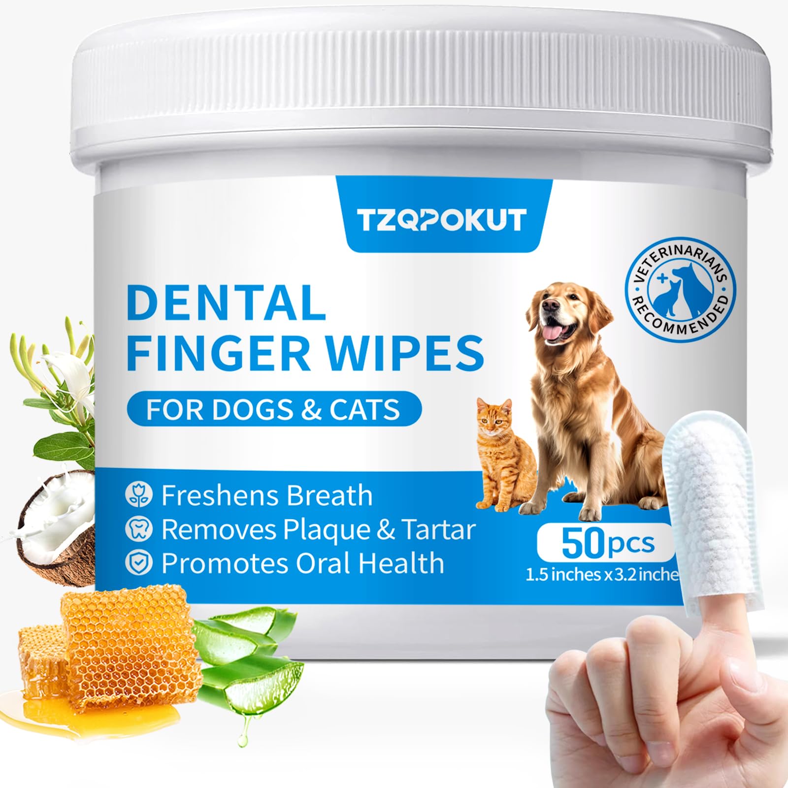 Tzqpokut Dog Teeth Cleaning Wipes, Dog Dental Wipes for Dog Tooth Pet ...