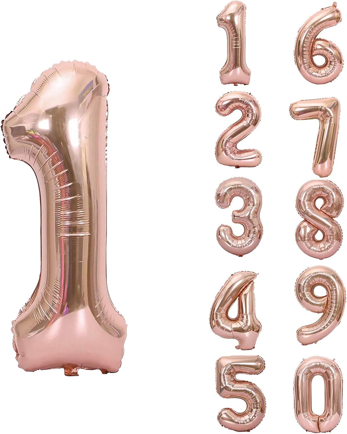 40 inch Number Balloons Rose Gold, Helium Foil Mylar Digit Balloon ...