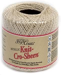 Amazon.com: Coats Crochet Knit-Cro-Sheen Metallic Crochet, Cotton Size ...