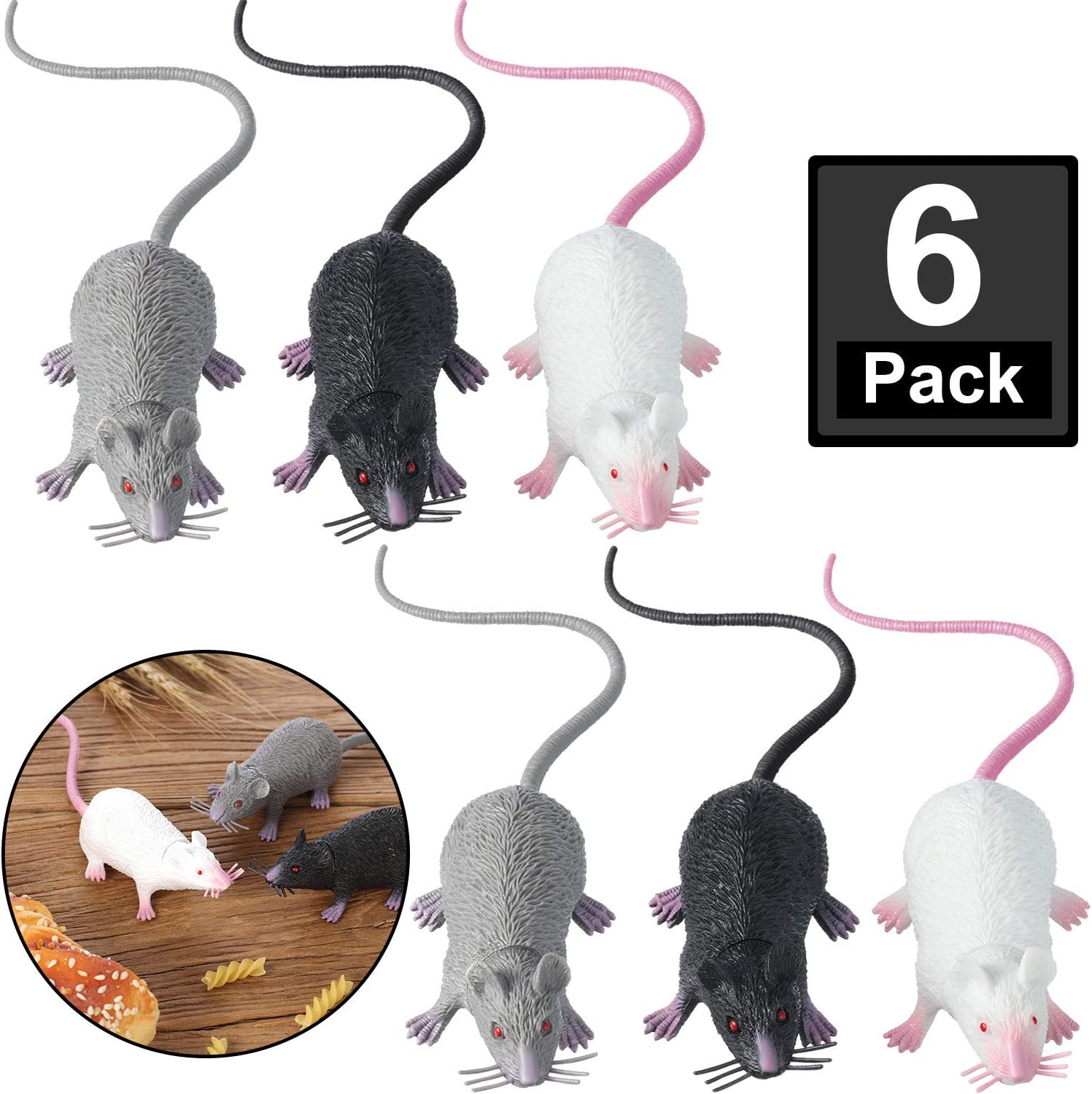 Amazon.com: Boao 6 Pieces Halloween Fake Rat Suit, Plastic Rat, Maggot ...