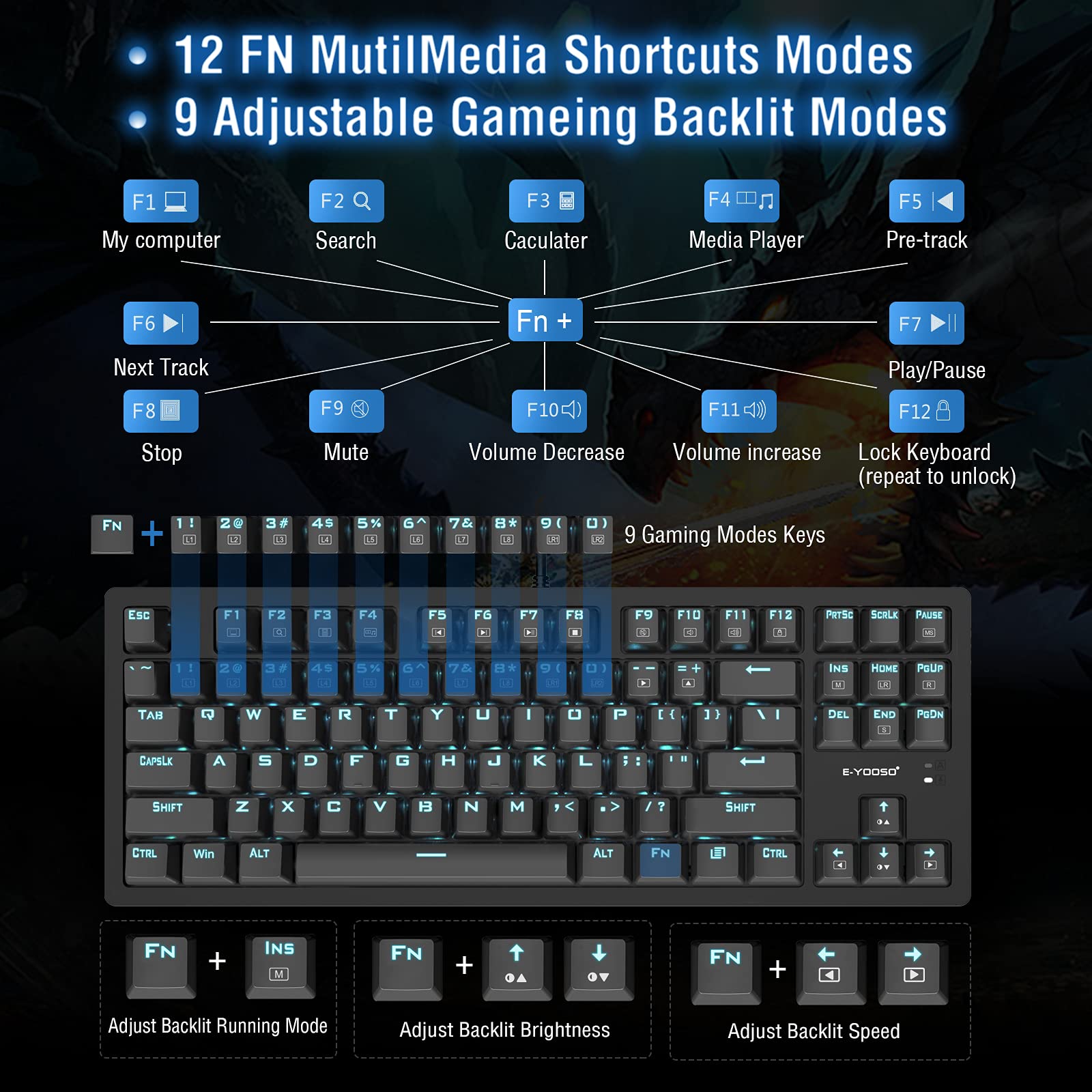 Mua E-YOOSO Mechanical Keyboard Wired Gaming Keyboard with Blue ...