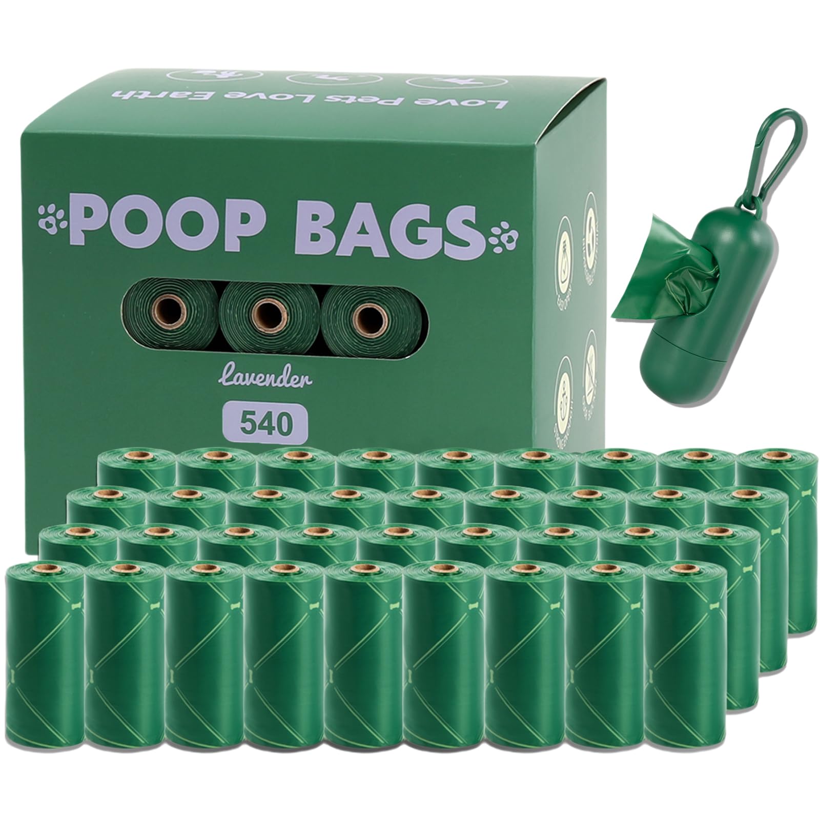 CGBD Dog Poop Bags, 540 Count Dog Waste Bags with Dispenser, Extra ...