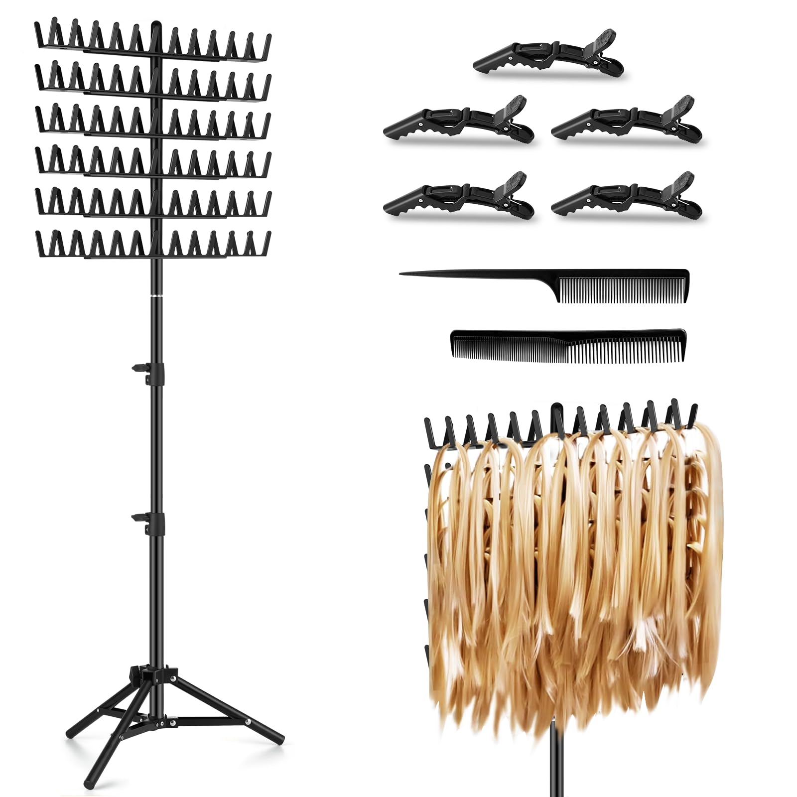 JANMPASK Braiding Hair Rack Height Adjustable 144 Pegs Braiding Rack ...