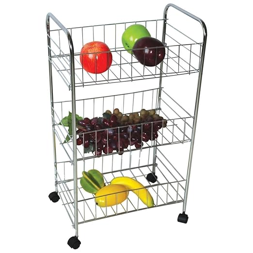Chrome Plated 3 Tier Trolley Kithen Vegetable Storage Rack: Amazon.co ...