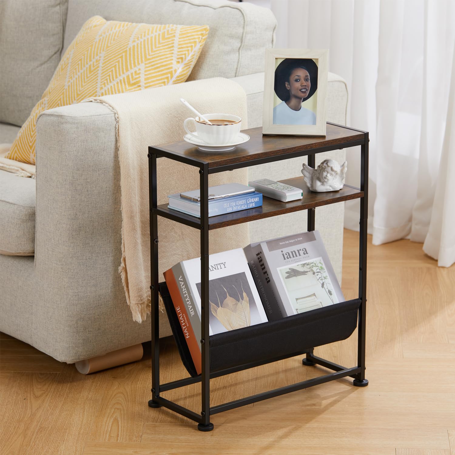 Mua Narrow End Table for Small Spaces - Slim Side Table with Magazine ...