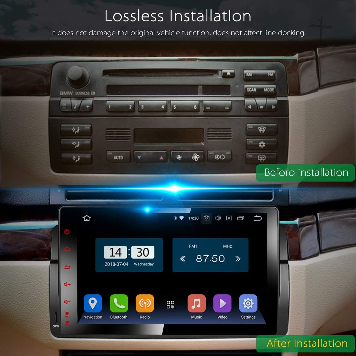 Amaseaudio, Android 10 Car Stereo, 1 Din for BMW E46 M3,9″ Touchscreen ...