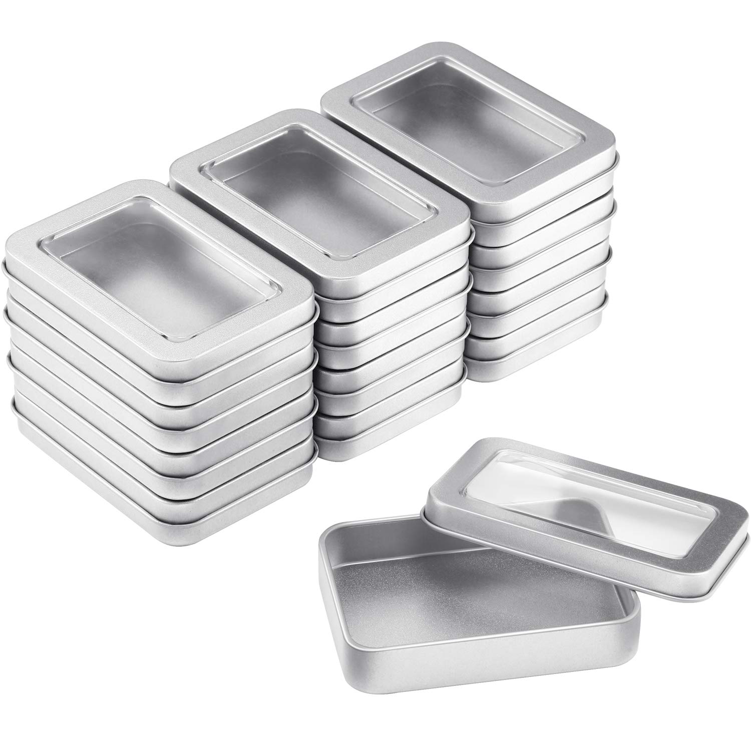 Metal Tin Box Metal Tins With Lids Clear Top Tins Box Empty Storage ...