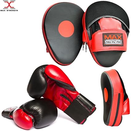 MAXSTRENGTH Boxing gloves and pads set, Focus Punch Mitts MMA Training ...